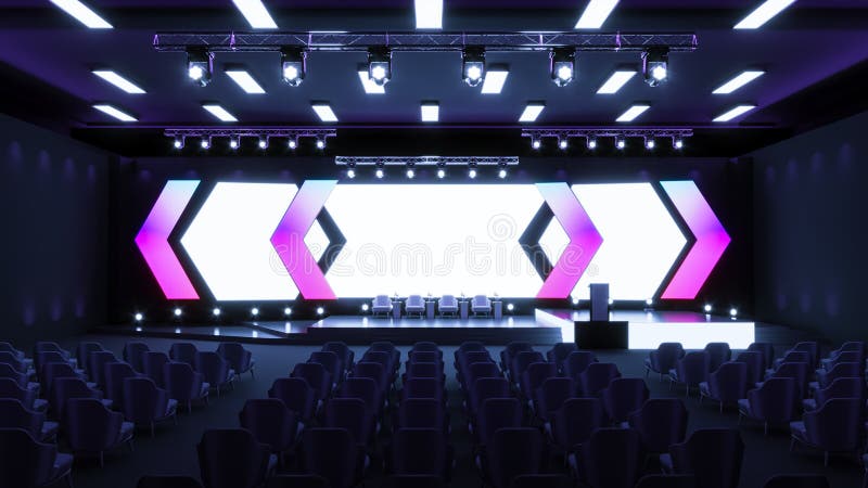 Empty Stage Design for Mockup, Stage Event with Led Screen Stock ...