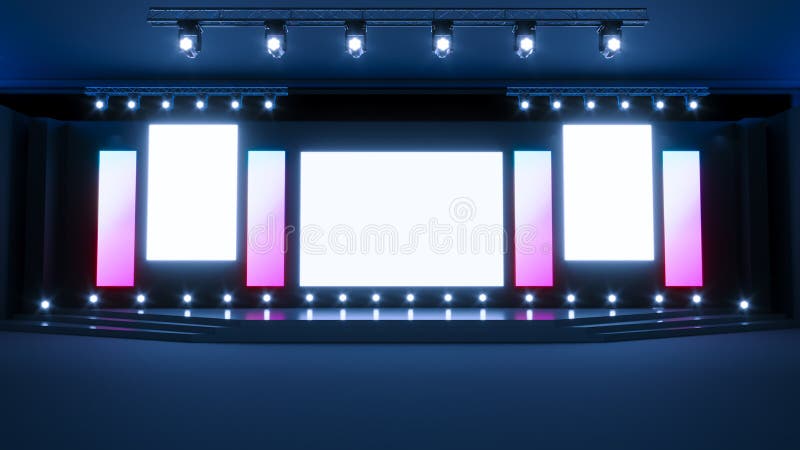 Empty Stage Design for Mockup, Stage Event with Led Screen Stock ...