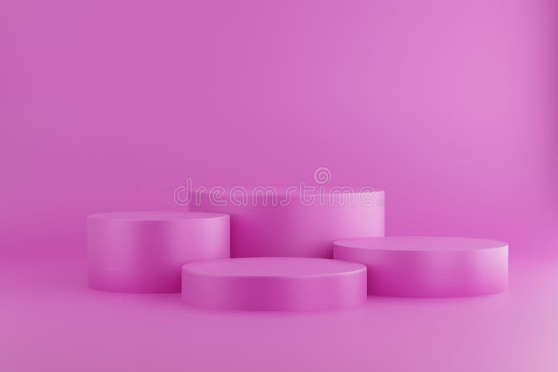 3d Render of Empty Stand Step Design for Product Display, 3 Cylinders ...