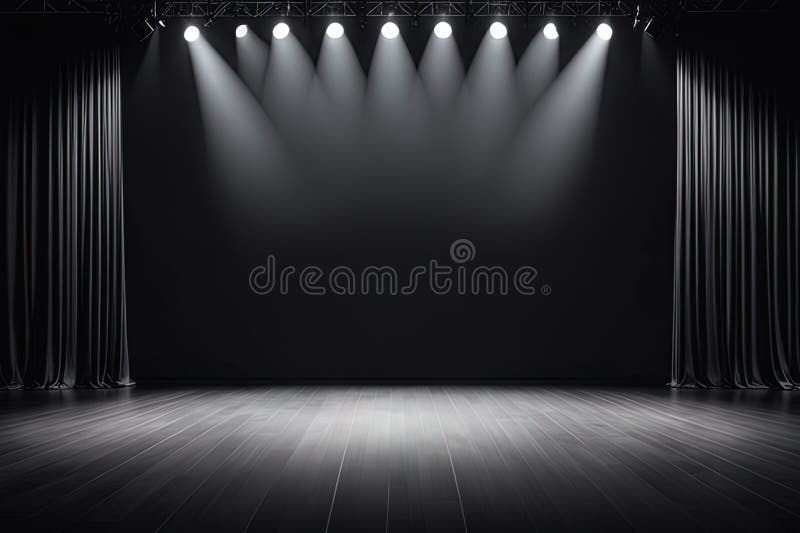 3 D Render of Empty Theater with Spotlights3 D Render of Empty Theater ...