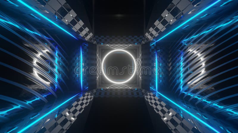 3d Render Endless Black and White Checkered Tunnel Stock Illustration ...