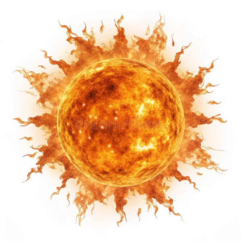 3D Render of an Exploding Sun with Radiant Flames Isolated Stock ...
