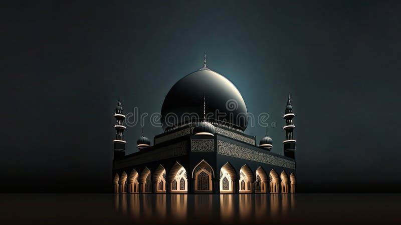 3D Render of Exquisite Mosque Lights at Night. Islamic Religious Stock ...