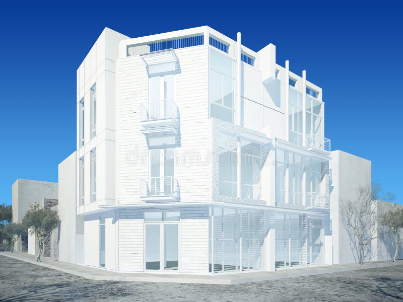3d Render of Exterior Building Stock Photo - Image of estate, home ...