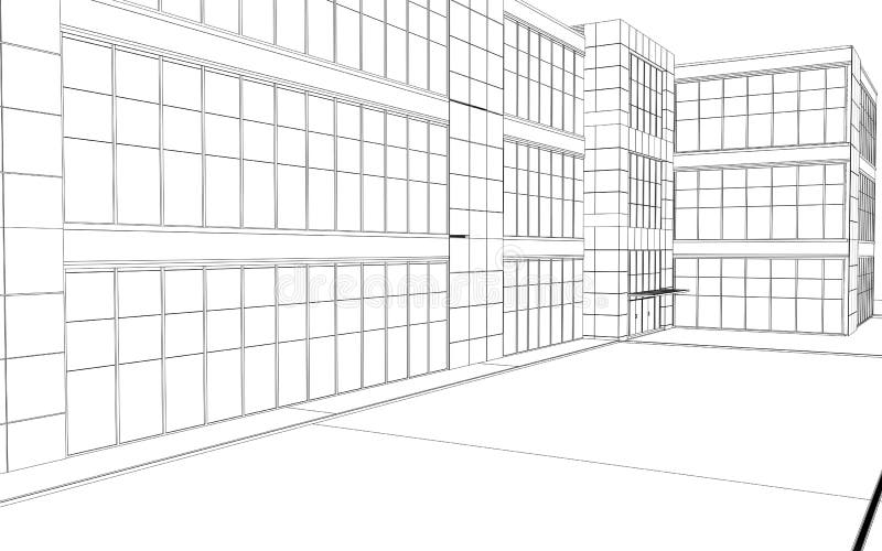 Exterior Mall, Contour Visualization, 3D Illustration, Sketch, Outline ...