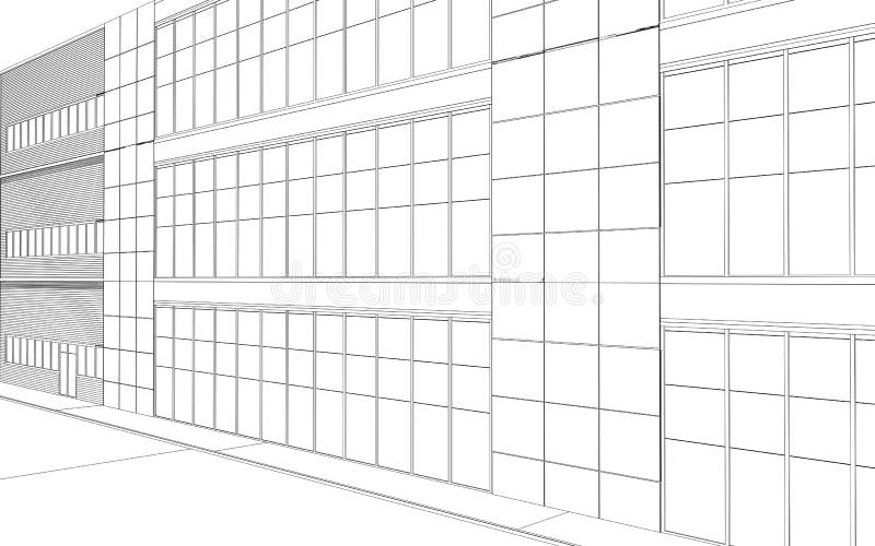 Exterior Mall, Contour Visualization, 3D Illustration, Sketch, Outline ...