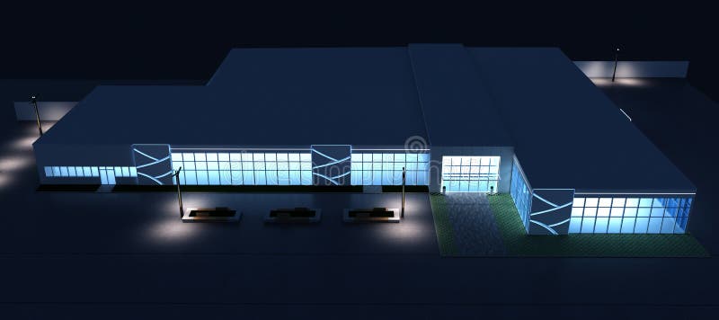 3d Render Exterior Mall at Night, Exterior Visualization, 3D ...