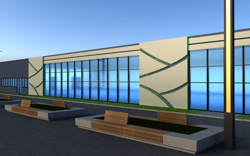 3d Render Exterior Mall, Exterior Visualization, 3D Illustration Stock ...