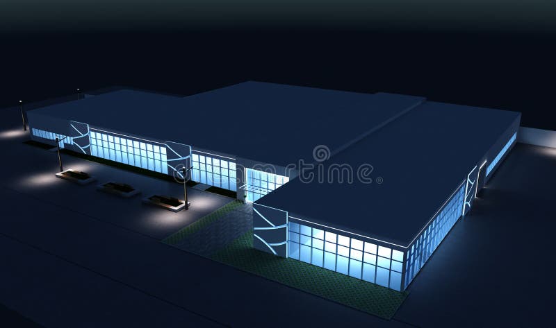 3d Render Exterior Mall at Night, Exterior Visualization, 3D ...