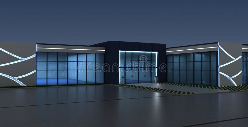 3d Render Exterior Mall at Night, Exterior Visualization, 3D ...