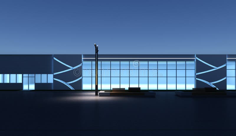 3d Render Exterior Mall at Night, Exterior Visualization, 3D ...