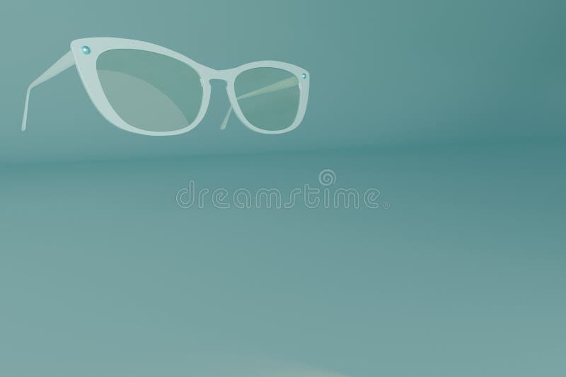 3d Render of Eye Glasses on Pastel Blue Background Stock Illustration ...