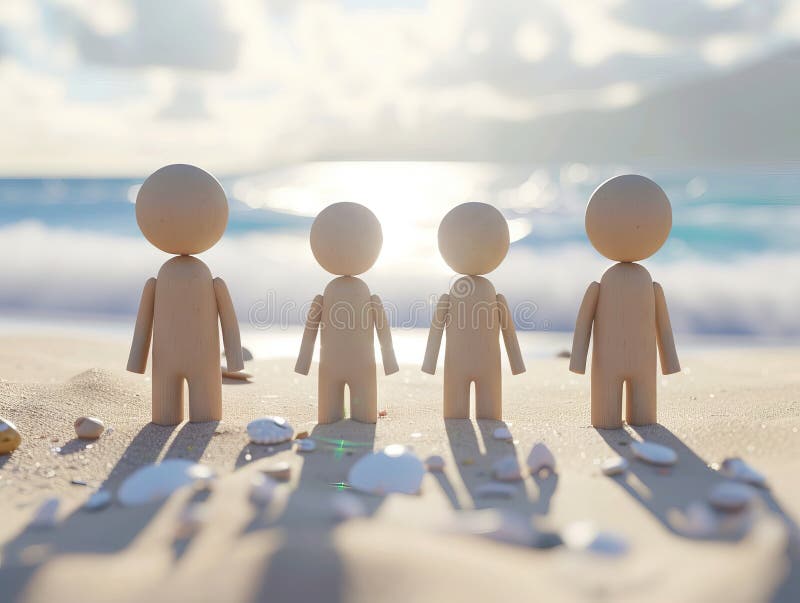 3D Cartoon Figures at the Beach Graphic Stock Illustration ...