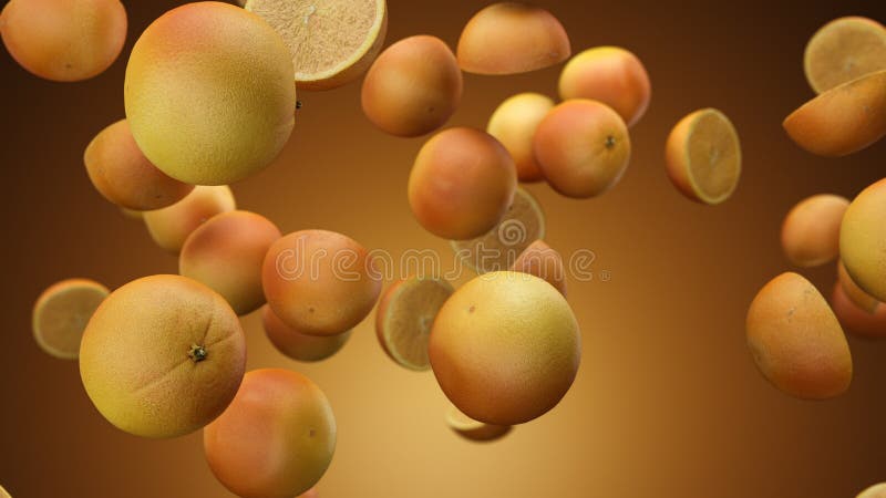 3d Render Falling Oranges on an Orange Background Stock Illustration ...