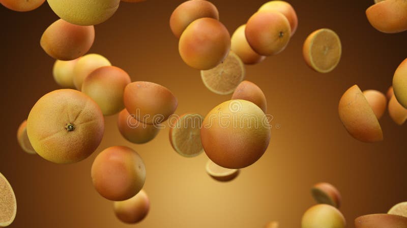 3d Render Falling Oranges on an Orange Background Stock Illustration ...