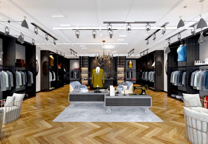 3d render of fashion shop stock illustration. Illustration of empty ...