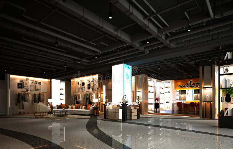 3d render of fashion shop stock illustration. Illustration of interior ...