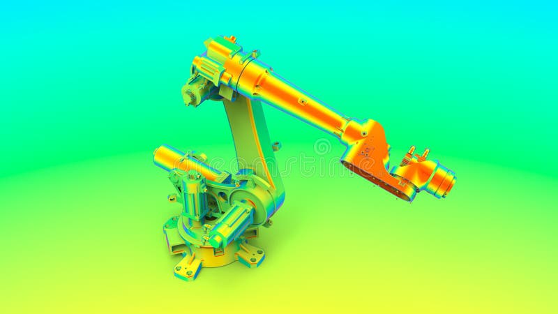 3D Render of a FEA Study of an Industrial Robot Stock Illustration ...