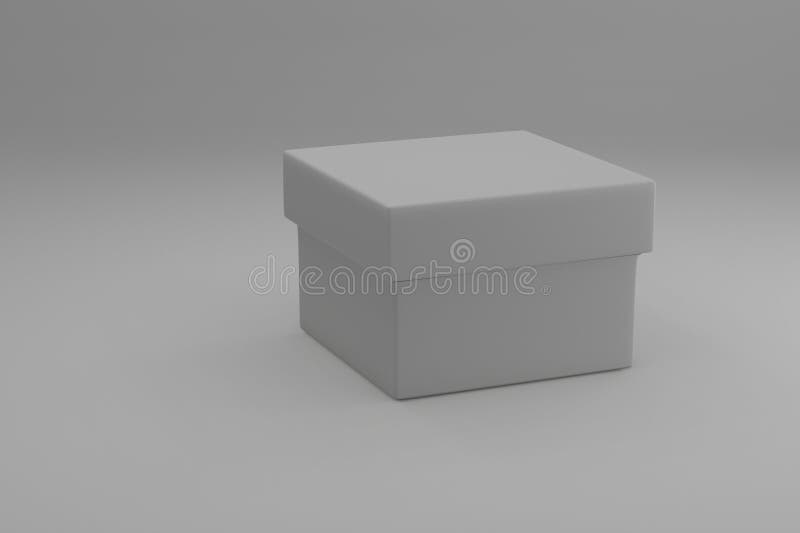 This 3D Render Features a Minimalist Gray Box Set Against a Solid Gray ...