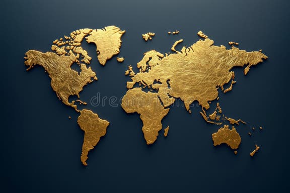 In this 3D Render, the Features of the World Map are Extruded Stock ...