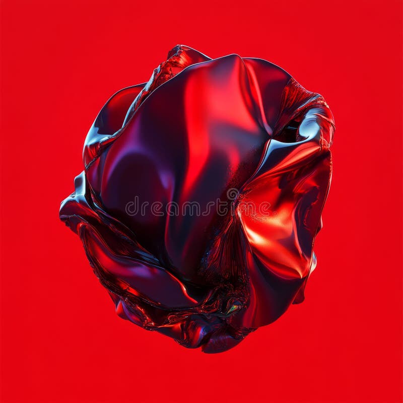 A 3D Render Featuring an Abstract Red Background with a Curved, Layered ...