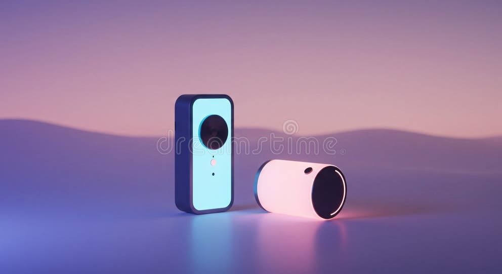 Abstract Tech Gadgets with Neon Glow Stock Image - Image of innovation ...