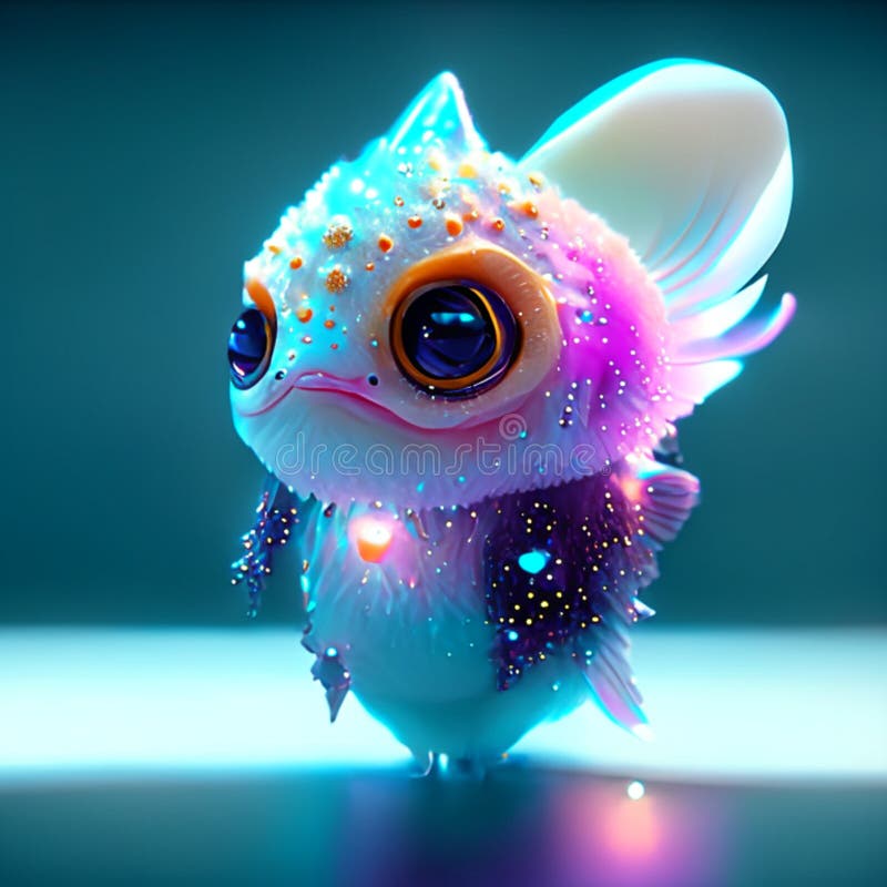 3d Render of a Fish with Neon Lights on a Blue Background Generative AI ...