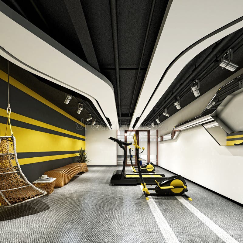 3d Render of Fitness Center Stock Illustration - Illustration of ...