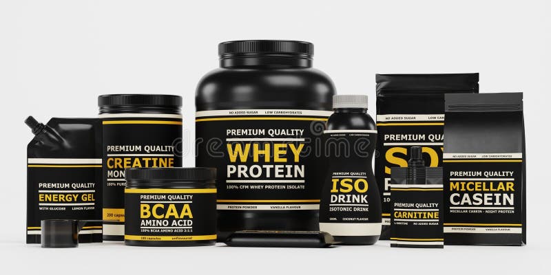 3D Render of Fitness Supplements Stock Illustration - Illustration of ...