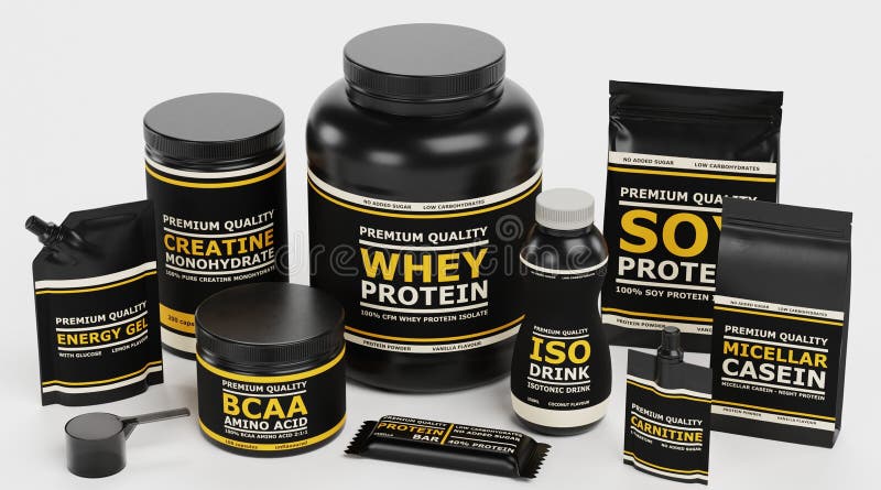 3D Render of Fitness Supplements Stock Illustration - Illustration of ...