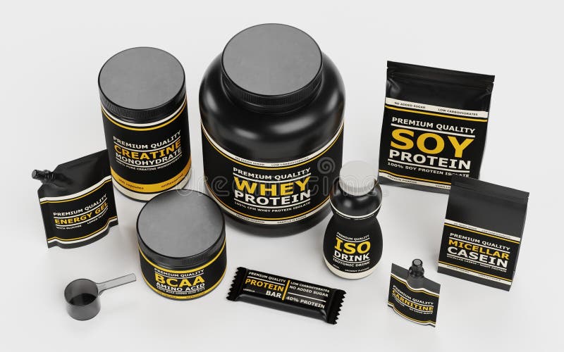 3D Render of Fitness Supplements Stock Illustration - Illustration of ...