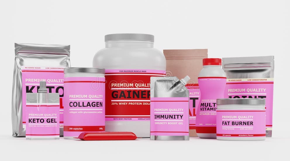 3D Render of Fitness Supplements Stock Illustration - Illustration of ...