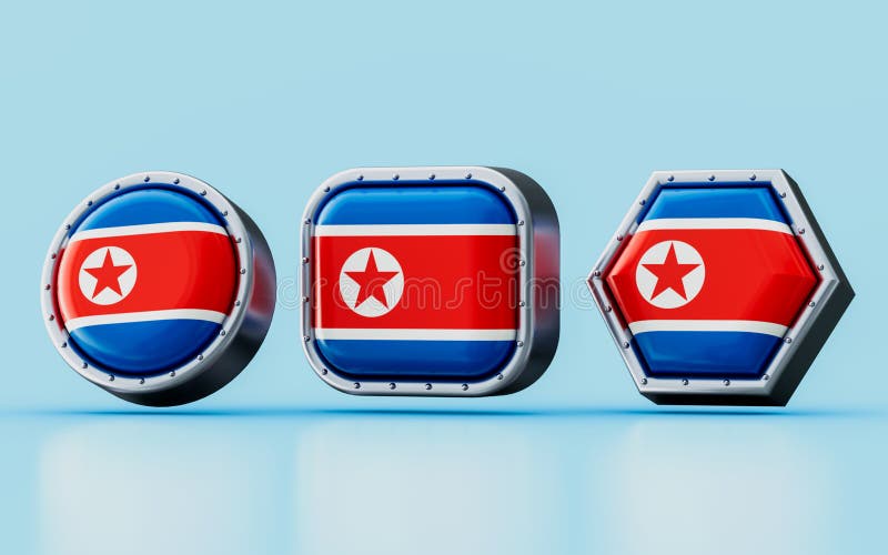 3d Render Flag Signs of North Korea in Three Different Shape Stock ...