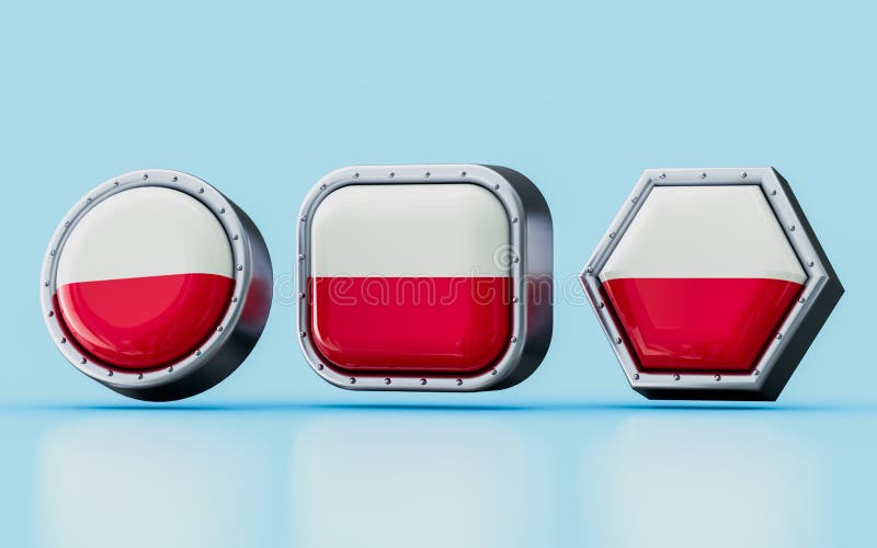 3d Render Flag Signs of Poland in Three Different Shape Stock ...