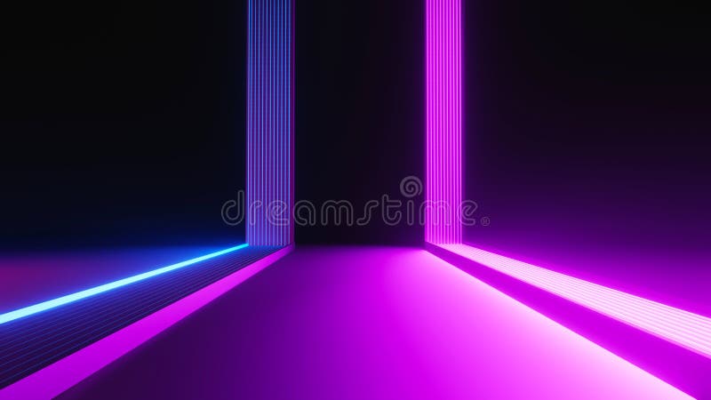 3d Render of Flash Neon and Light Glowing on Dark Scene. Speed Light ...