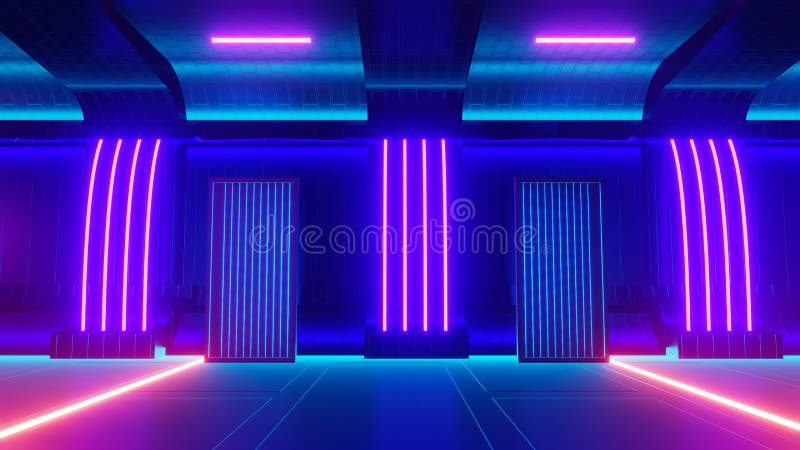 3d Render of Flash Neon and Light Glowing on Dark Scene. Speed Light ...