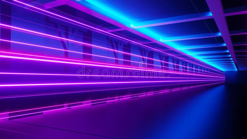 3d Render of Flash Neon and Light Glowing on Dark Scene. Speed Light ...