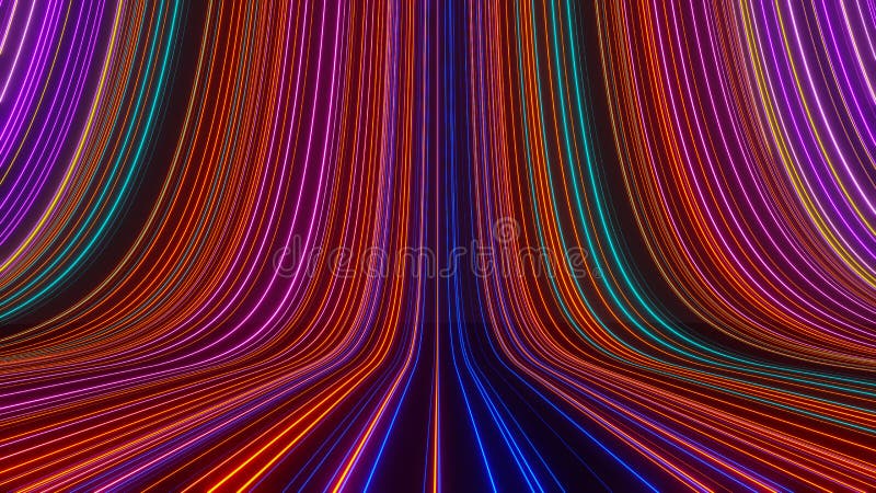 3d Render of Flash Neon and Light Glowing on Dark Scene. Speed Light ...