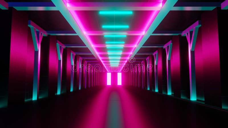 3d Render of Flash Neon and Light Glowing on Dark Scene. Speed Light ...