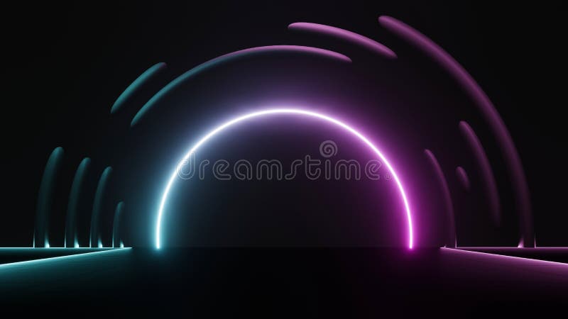 3d Render of Flash Neon and Light Glowing on Dark Scene. Speed Light ...