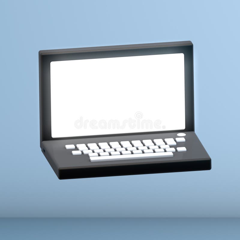 3d Render of Floating Black Laptop Icon Stock Illustration ...