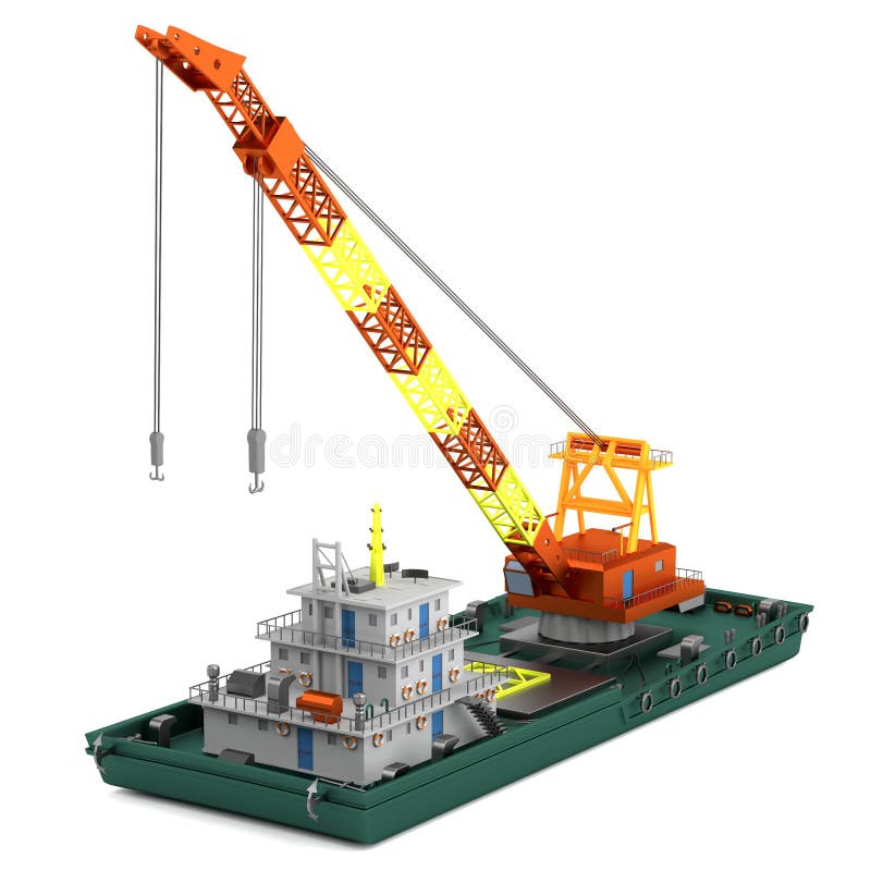 Floating crane from front stock illustration. Illustration of render ...
