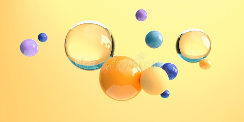 3D Render of Floating Different Size of Spheres Stock Illustration ...