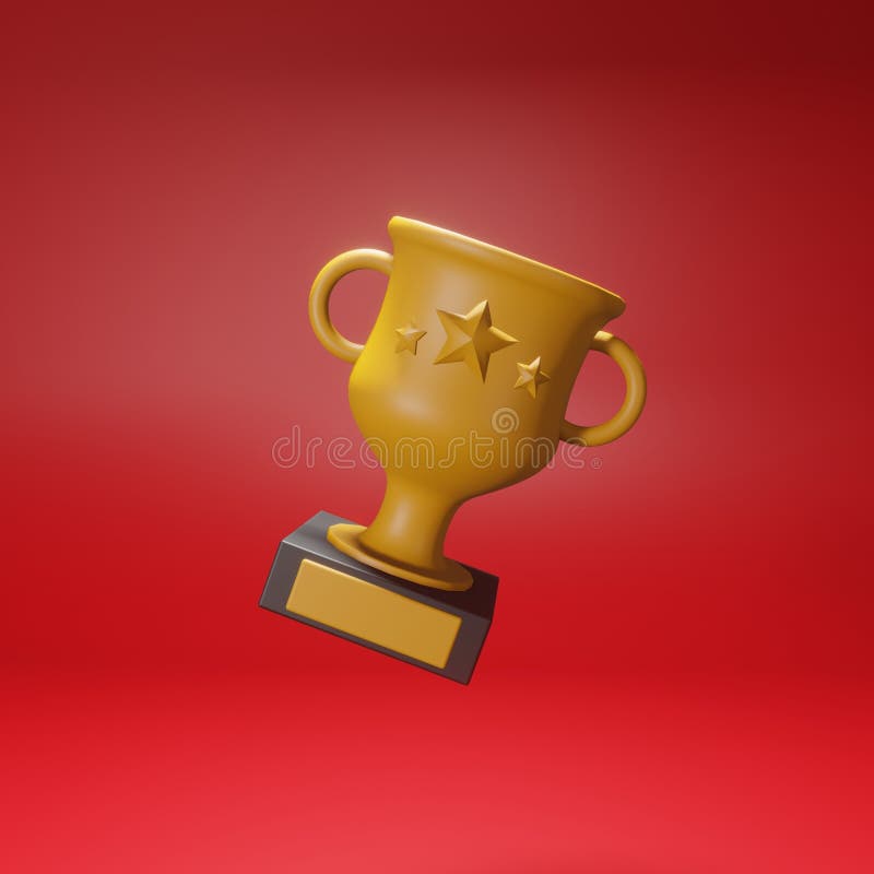 3D Render of Floating Golden Star Trophy Stock Illustration ...
