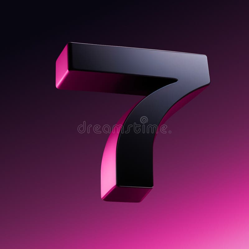 3d Render of Floating Seven Sign Icon with Glossy Surface on Pink ...