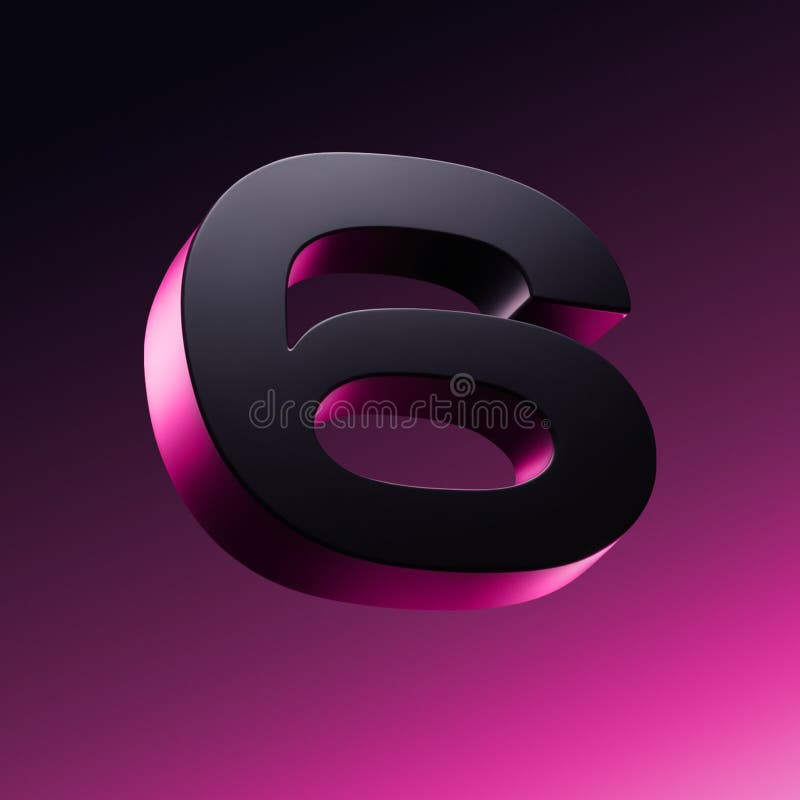 3d Render of Floating Six Sign Icon with Glossy Surface on Pink ...
