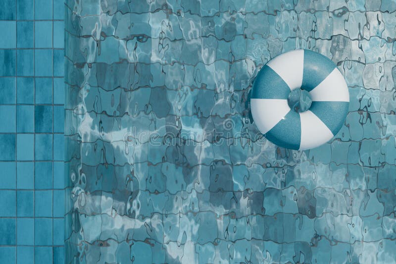 3d Render of Floating Swim Ring and Tiled Swimming Pool from Above ...