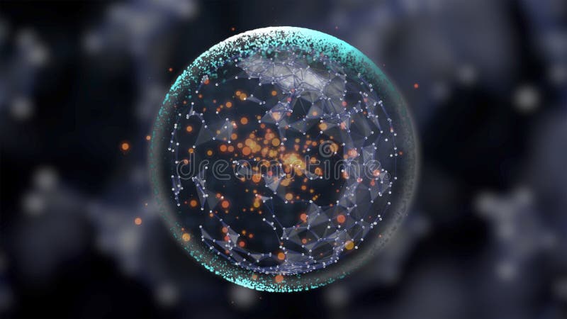 3d Render Floating Transparent Globe with Fiery Shining Particles and ...