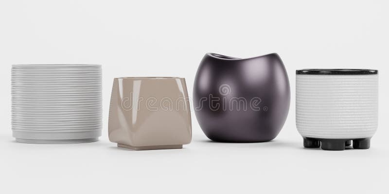 3D Render of Flower Pots stock illustration. Illustration of dirt ...
