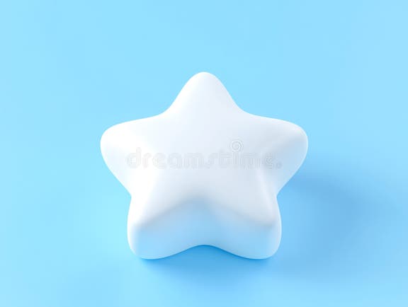 3D Render Fluffy White Star Shape on Light Blue Background Stock ...